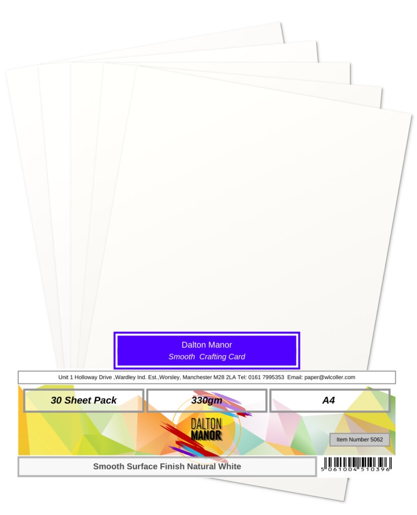 Dalton Manor A4 Natural White Smooth Card PK30 - 330gsm - WL Coller Ltd